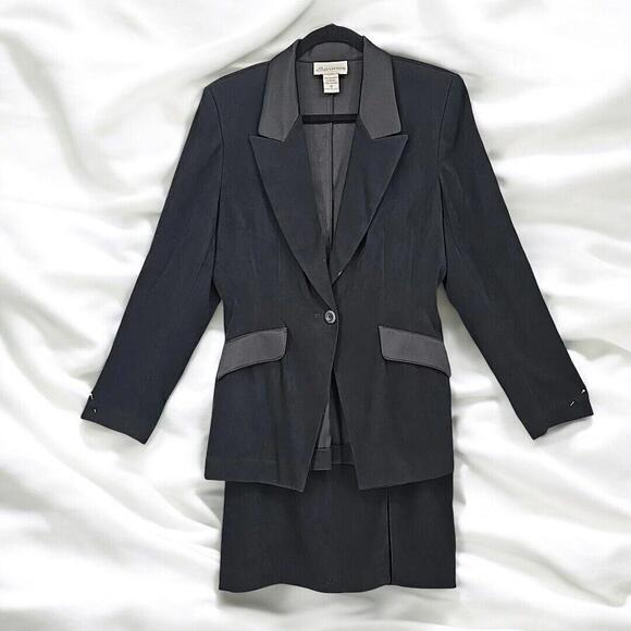Jackets & Coats | Vintage Gantos 2 Piece Suit Woman 1 Black Skirt Mid ...